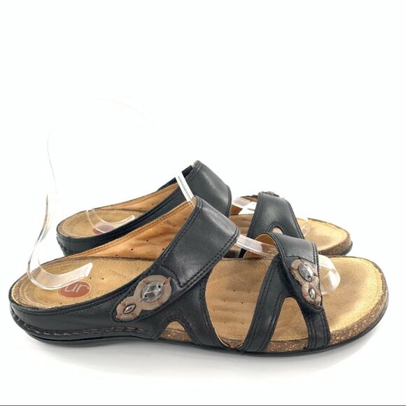 Clarks | Shoes | Clarks Unstructured Sandals Size 7 Black Leather ...